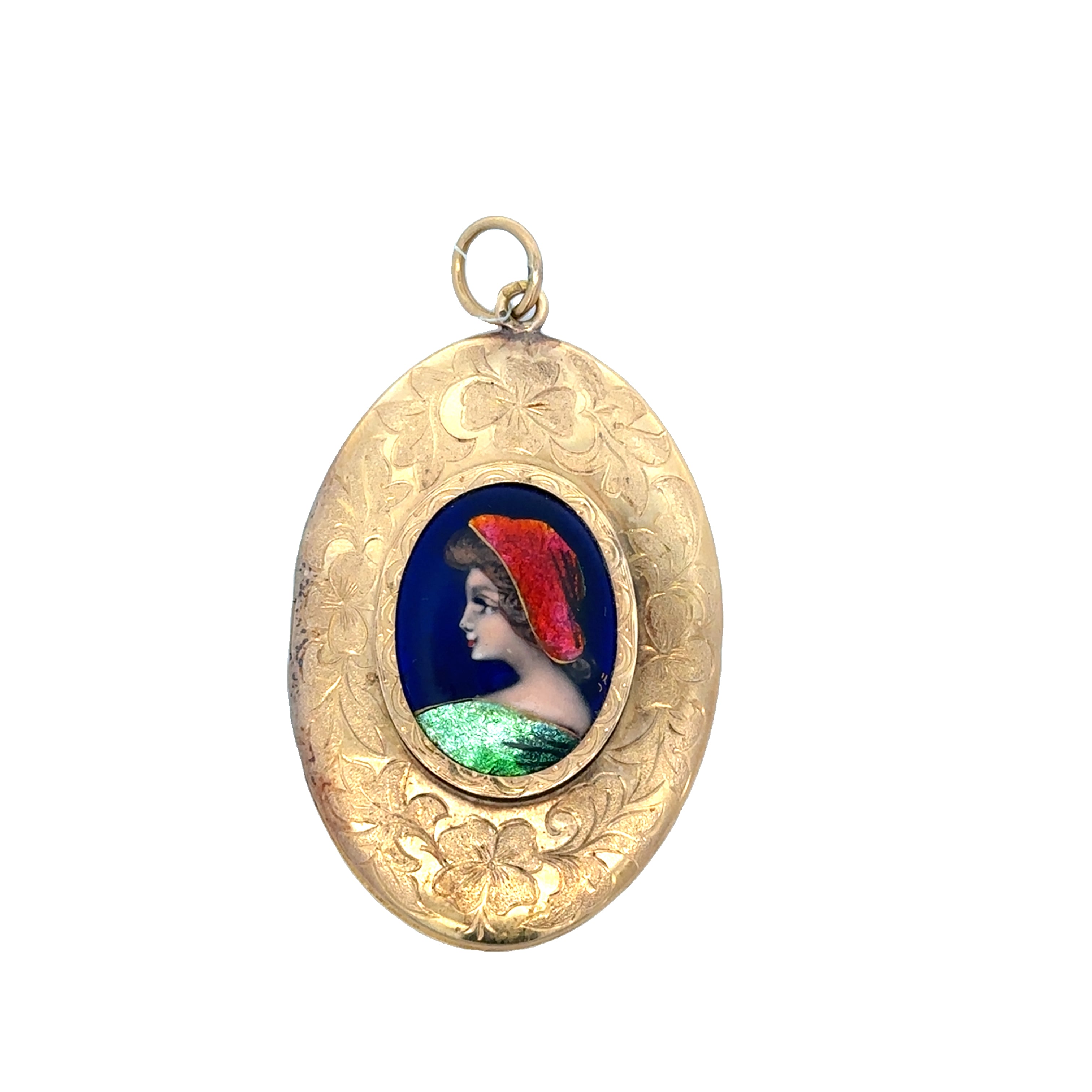 Antique Enameled & Chased Portrait Locket in 20k Yellow Gold – Perry's ...