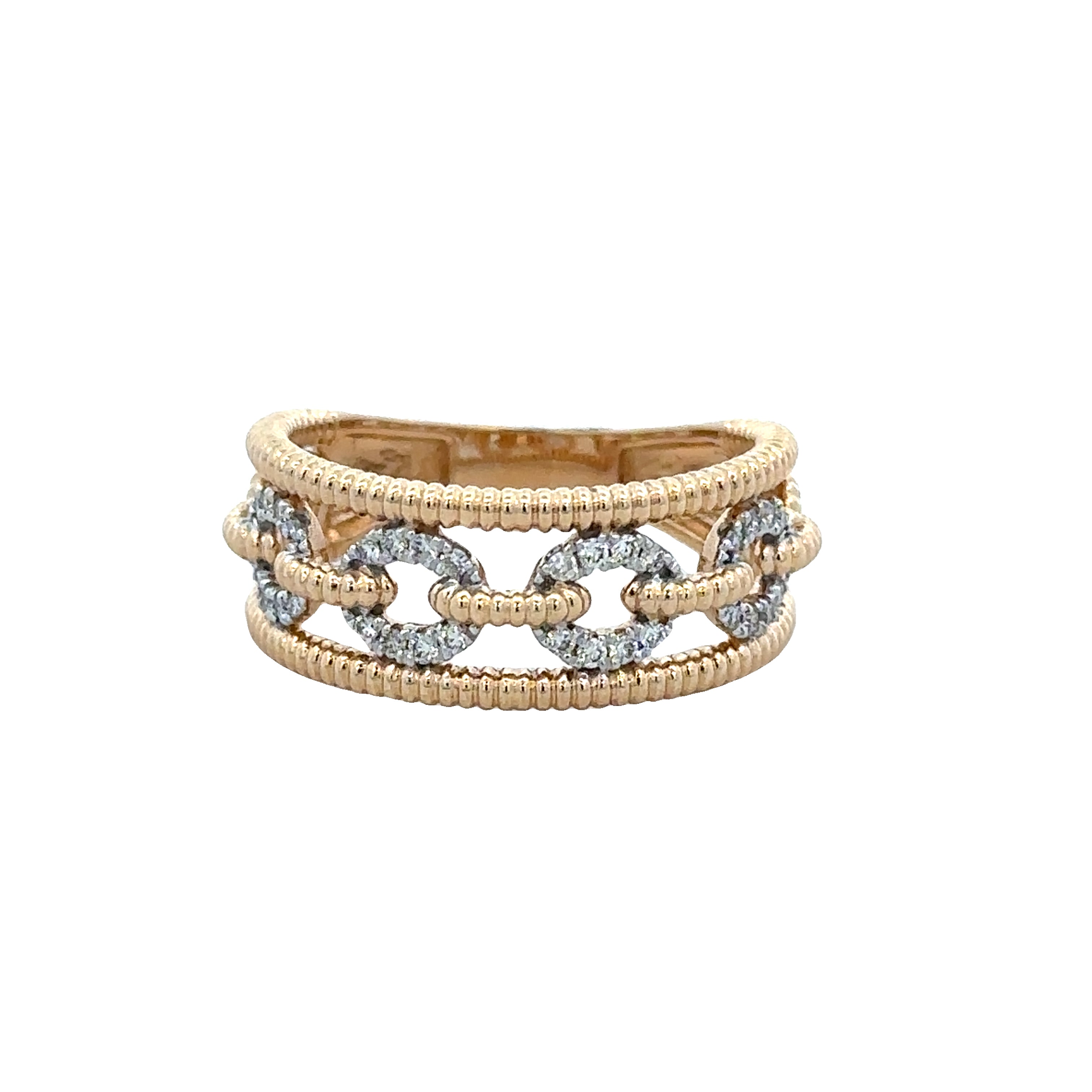 Beaded Openwork Band in Yellow Gold – Perry's Jewelry